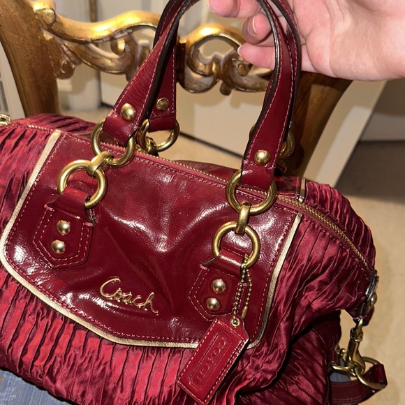Coach | Bags | Coach Red Satin Handbag | Poshmark
